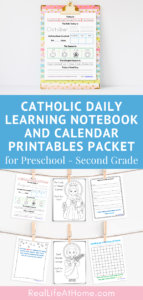 Catholic Daily Learning Notebook, Calendar, and Coloring Page Printables