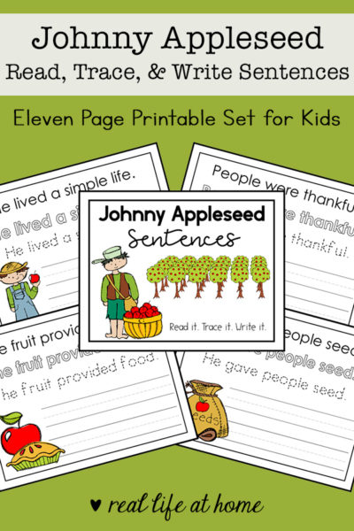 Johnny Appleseed Sentence Copywork Packet