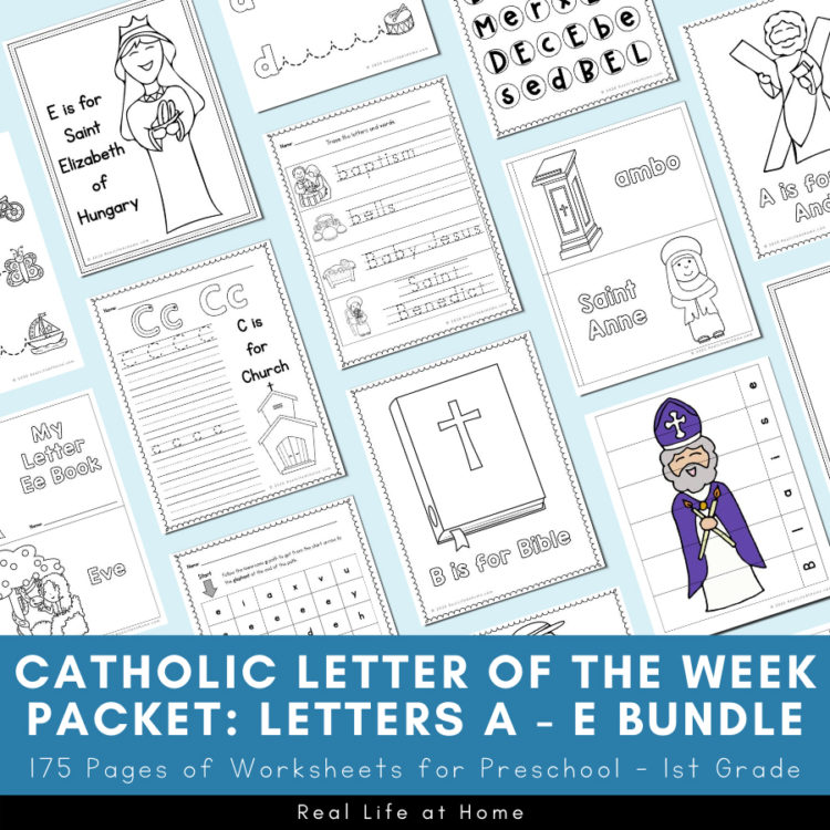 Letters A – E BUNDLE: Catholic Letter of the Week Worksheets and ...