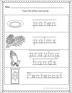 Letter P – Catholic Letter of the Week Worksheets and Coloring Pages