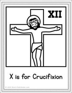 Letter X – Catholic Letter of the Week Worksheets and Coloring Pages