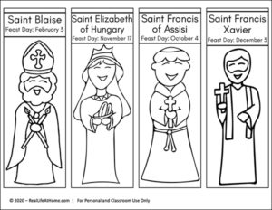 Saint Bookmarks – Color Your Own Printable Set