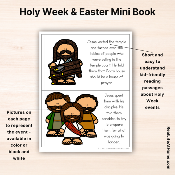 Holy Week and Easter Mini Book for Kids (12-page Mini Book)