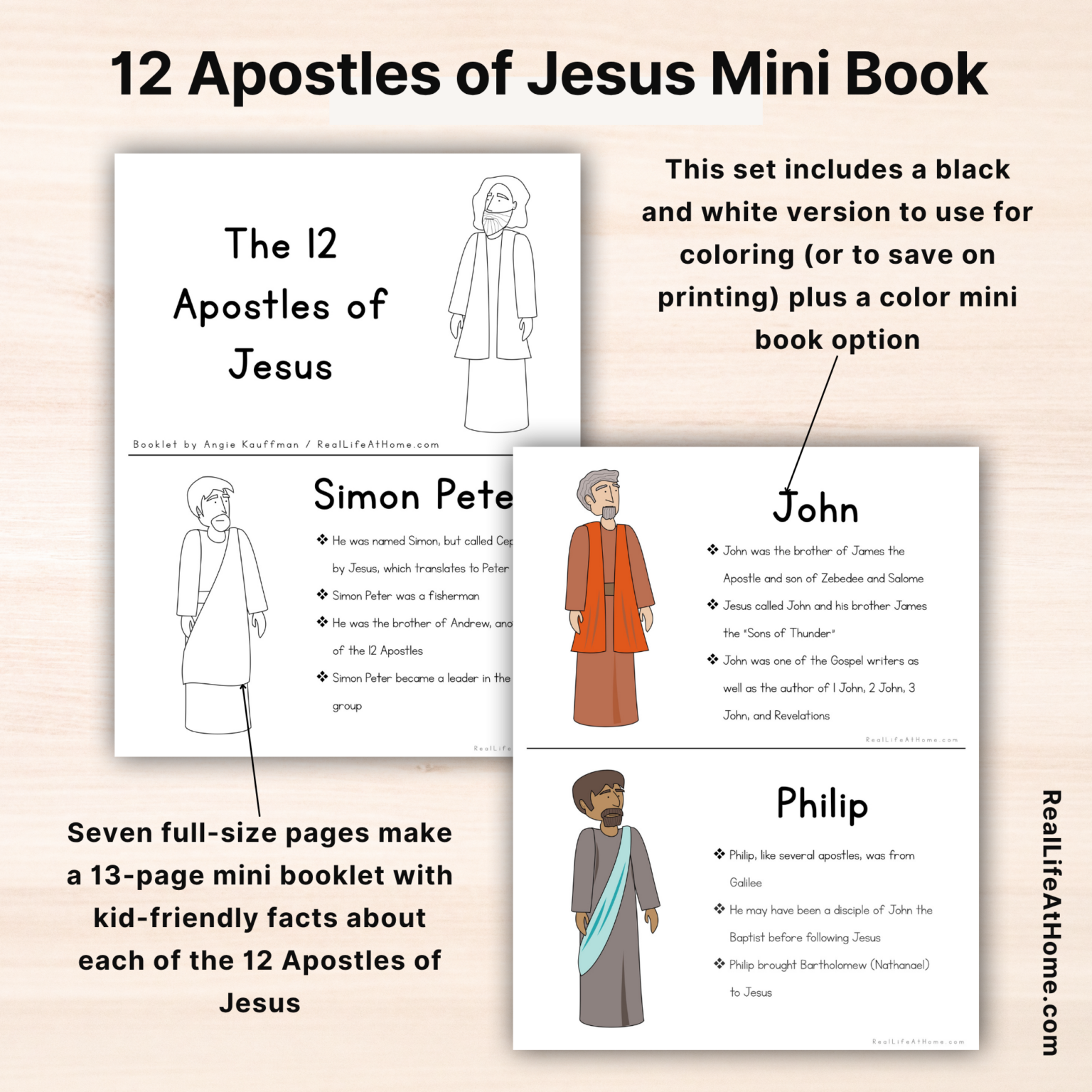 12 Apostles of Jesus Mini Book for Kids (13-page Mini Book)