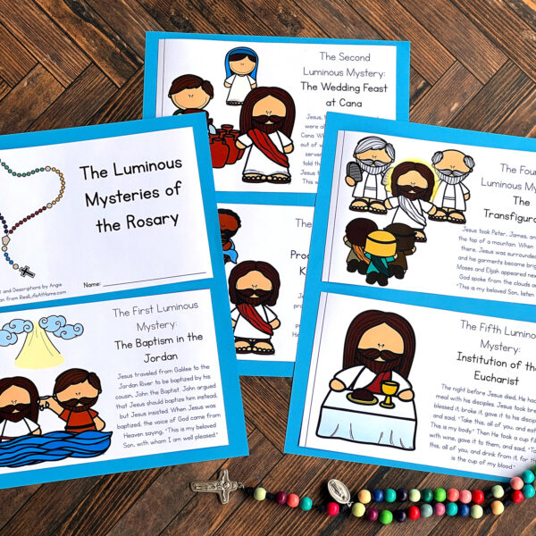 Luminous Mysteries of the Rosary Mini Book for Kids (6-page Mini Book)