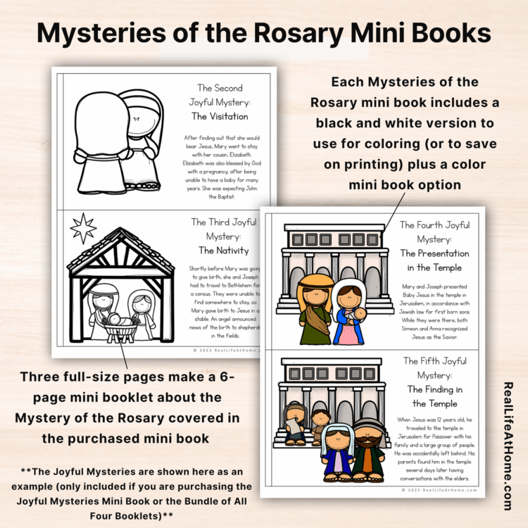 Four Mini Book Bundle: Mysteries of the Rosary Mini Books for Kids ...